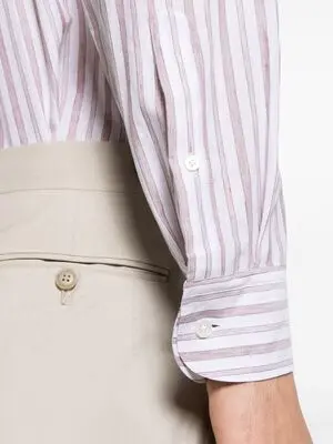 LARDINI Halo-stripe Classic-collar Shirt - Pink