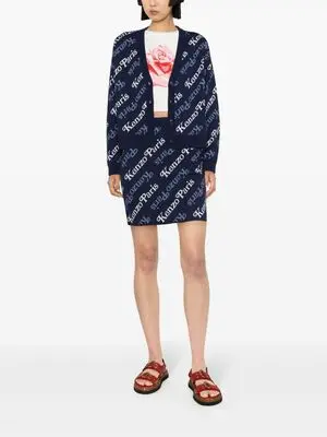 Kenzo Verdy Logo Intarsia Knit Mini Skirt - Blue