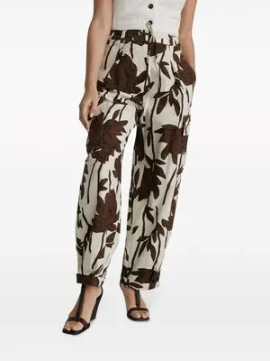 Brunello Cucinelli Floral Print Cotton Trousers - White