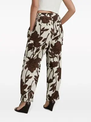 Brunello Cucinelli Floral Print Cotton Trousers - White
