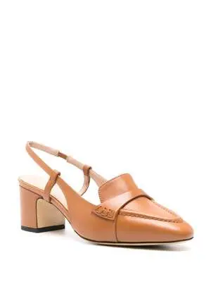 SCAROSSO Bianca 60mm Leather Pumps - Brown