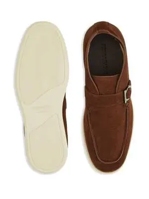 FERRAGAMO Gancini-buckle Suede Boots - Brown