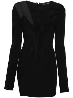 David Koma Ribbed Mesh Panel Mini Dress