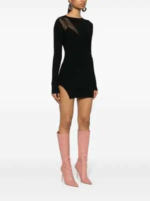 David Koma Ribbed Mesh Panel Mini Dress