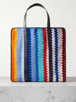 Missoni Cecil Leather-trimmed Striped Cotton-terry Tote Multi