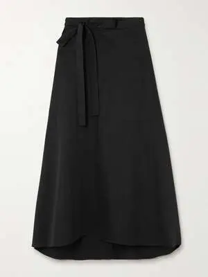 JOSEPH Alix Cotton Midi Wrap Skirt - Black