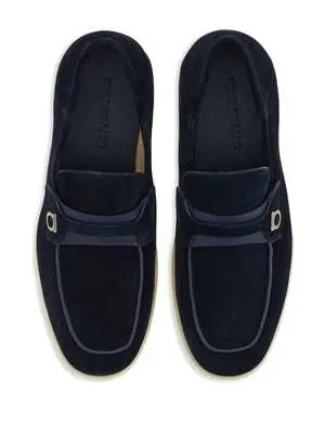 FERRAGAMO Gancini-detailed Suede Loafers - Blue