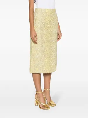 Fabiana Filippi Straight Tweed Midi Skirt - Yellow