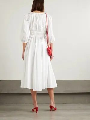 Altuzarra-Altuzarra Kathleen Pleated Cotton-Blend Poplin Midi Dress