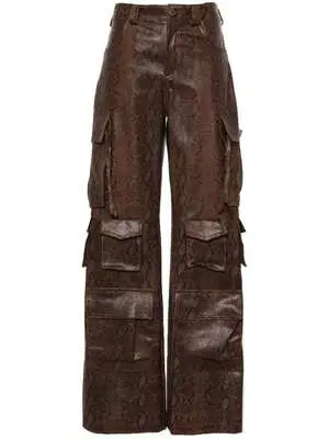 SALVATORE SANTORO Snakeskin-effect Cargo Pants - Brown