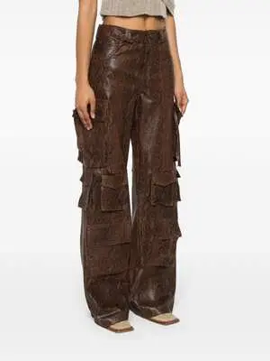 SALVATORE SANTORO Snakeskin-effect Cargo Pants - Brown