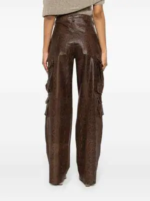 SALVATORE SANTORO Snakeskin-effect Cargo Pants - Brown