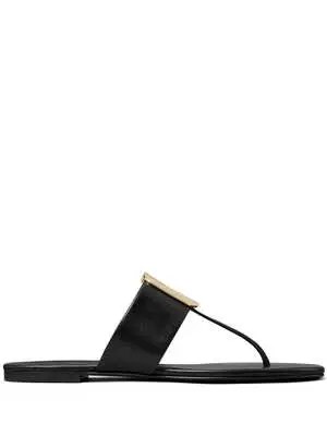 Tory Burch Georgia Logo Flip Flops - Black