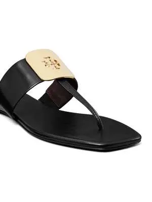 Tory Burch Georgia Logo Flip Flops - Black