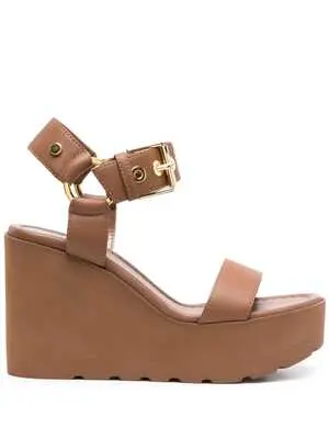 GIANVITO ROSSI Leather Wedge Sandals