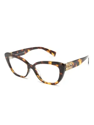 Miu Miu Tortoiseshell-effect Cat-eye Glasses