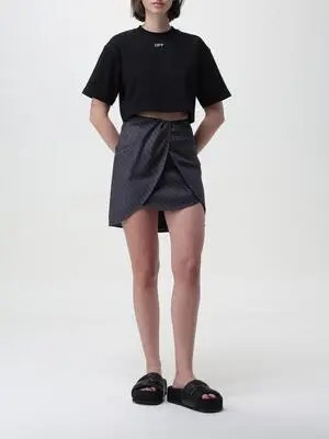 Off-White Off" Logo Cropped T-shirt - Black