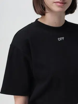 Off-White Off" Logo Cropped T-shirt - Black