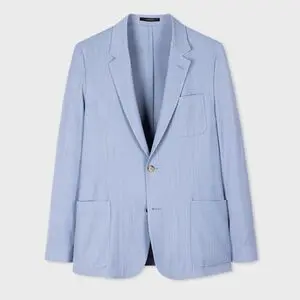 Paul Smith Light Overdyed Pinstripe Patch Pocket Blazer Light Blue