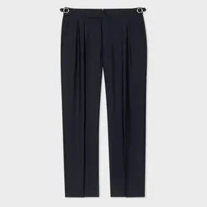 Paul Smith Wool-mohair Double-pleat Trousers - Blue