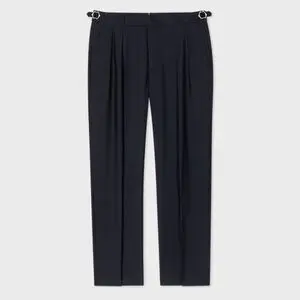 Paul Smith Wool-Mohair Double-Pleat Trousers Dark Navy