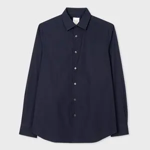 Paul Smith Tailored-fit Navy Cotton 'signature Stripe' Cuff Shirt - Blue
