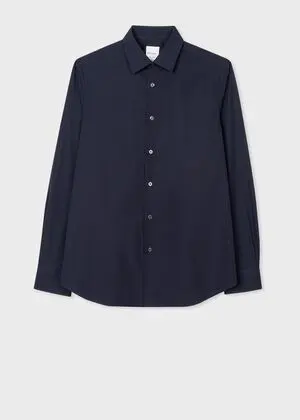 Paul Smith Tailored-fit Navy Cotton 'signature Stripe' Cuff Shirt - Blue