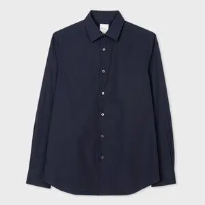 Paul Smith Tailored-fit Navy Cotton 'signature Stripe' Cuff Shirt Dark Navy