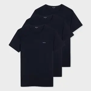 Paul Smith Organic Cotton Logo Lounge T-shirts Three Pack - Blue