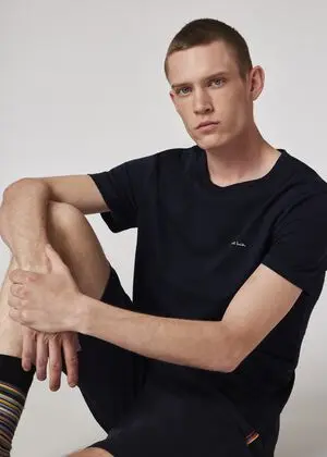 Paul Smith Organic Cotton Logo Lounge T-shirts Three Pack - Blue