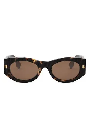 Fendi Roma 52mm Oval Sunglasses - Havana / Brown
