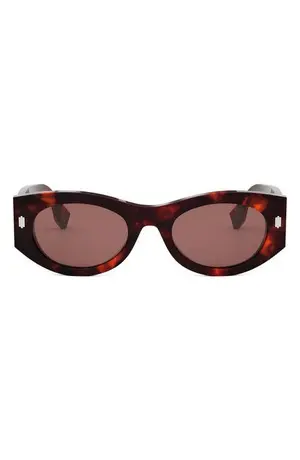 Fendi Fendi Roma 52mm Oval Sunglasses Red Havana / Bordeaux