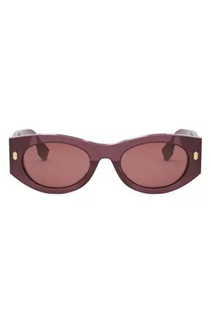 Fendi Fendi Roma 52mm Oval Sunglasses Shiny Violet / Bordeaux