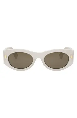 Fendi Fendi Roma 52mm Oval Sunglasses White / Brown