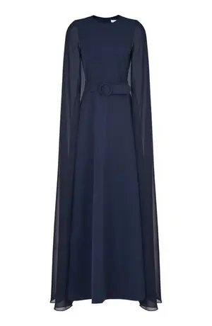 KAY UNGER Freya Belted Cape Gown