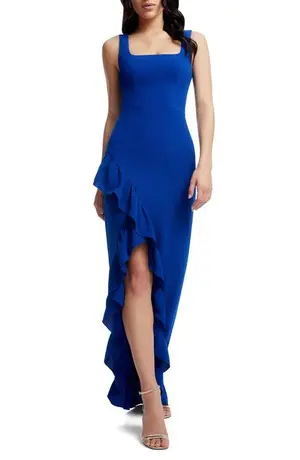 Dress The Population Charlene Ruffle Gown - Cobalt