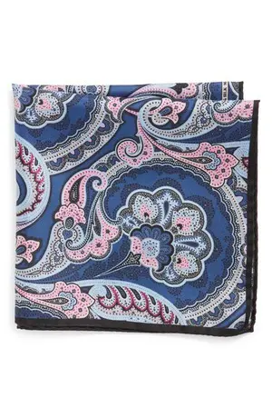 Nordstrom Paisley Silk Pocket Square Navy
