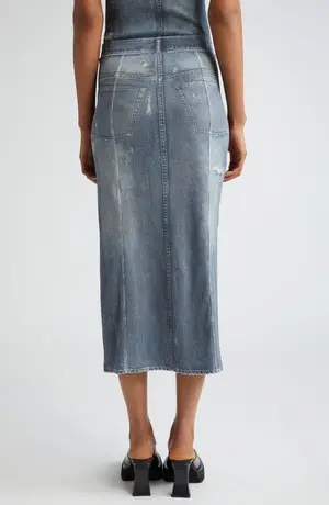 Acne Studios Etty Denim Trompe L'oeil Cotton Midi Skirt