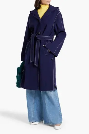 Marni Topstitched Wool-blend Felt Hooded Coat