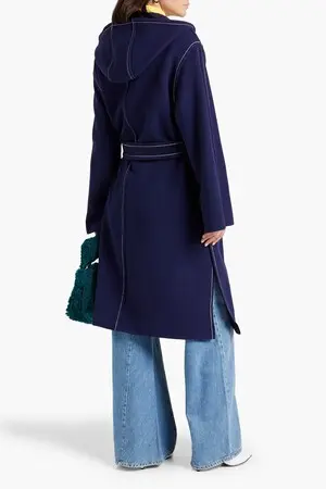 Marni Topstitched Wool-blend Felt Hooded Coat