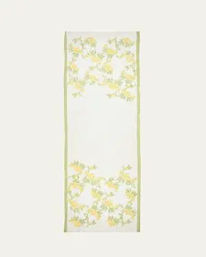 Janavi Colorful Floral Merino Wool & Silk Scarf - Ivorygreen