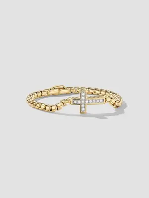 David Yurman Pavé Cross Bracelet In 18k Yellow Gold - Diamond