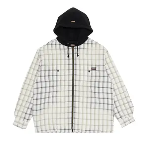 Supreme X Dickies Plaid Hooded Zip Up Shirt - White