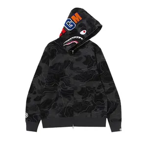 A BATHING APE Layered Line Camo Shark Full Zip Hoodie