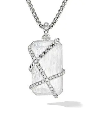 David Yurman Cable Wrap Amulet In Sterling Silver Crystal