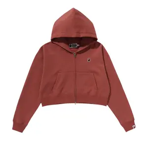 A BATHING APE Ape Head Cropped Zip Hoodie - Pink