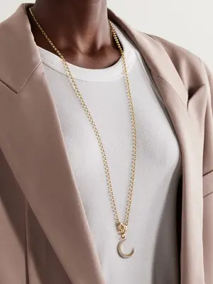 FOUNDRAE Medium Belcher Sister Hook Crescent Diamond Necklace