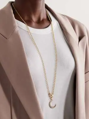 FOUNDRAE Medium Belcher Sister Hook Crescent Diamond Necklace