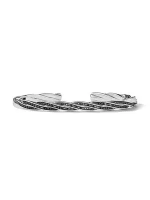 David Yurman Dy Helios Cuff Bracelet In Sterling Silver - Black Diamond