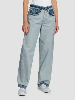 Marni Two-toned Wide-leg Jeans - Azure